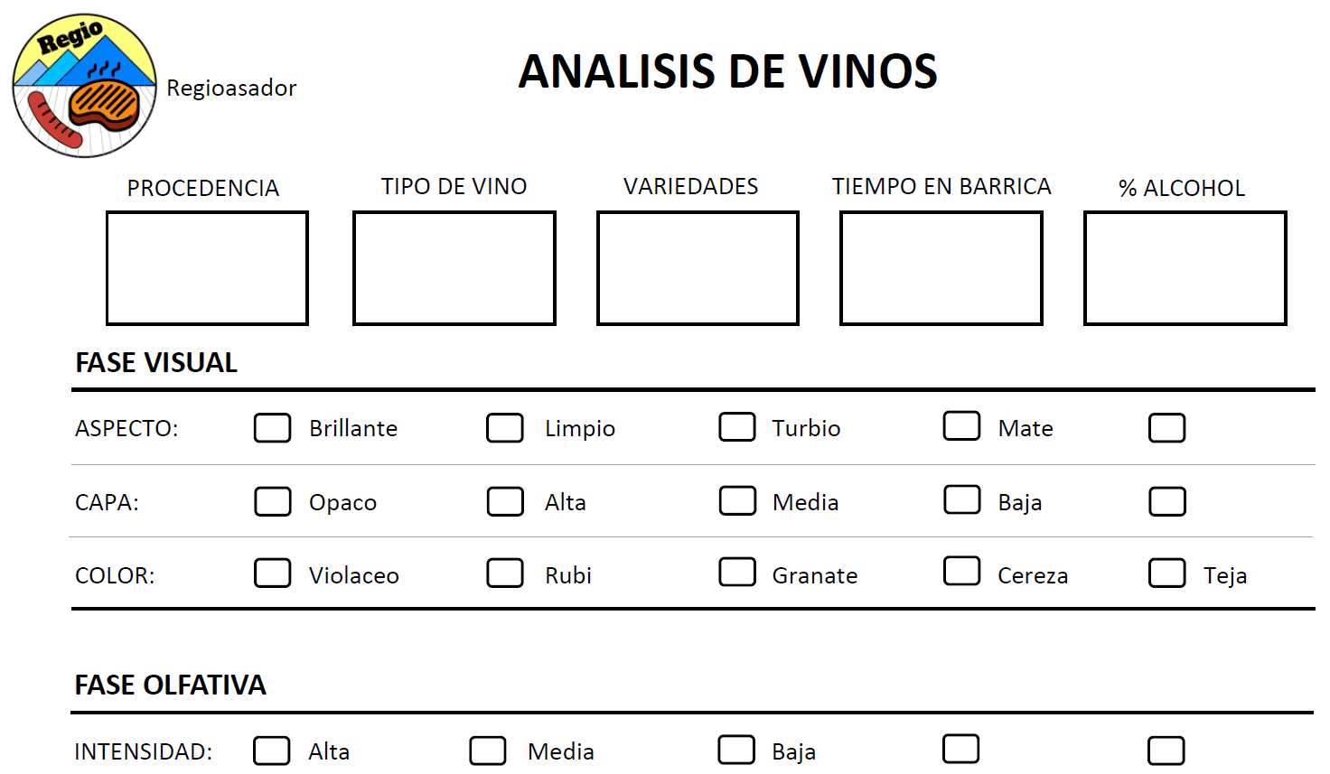Guia para cata de vino tinto – Regio Asador